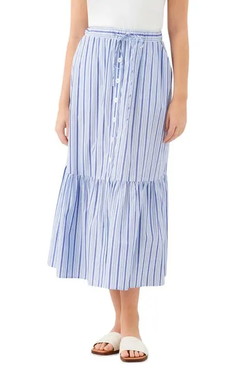 Karen Kane Striped Tiered Cotton Skirt With Ruffle