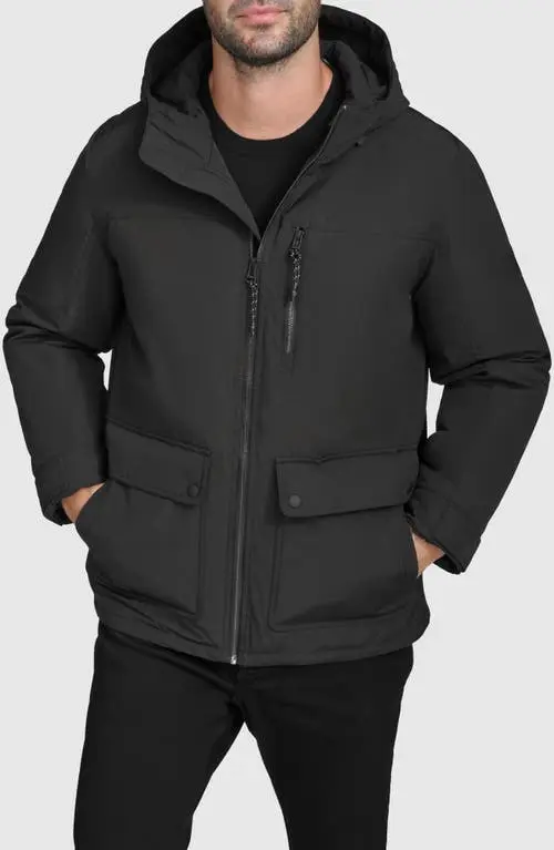 Cole Haan Down And Feather Fill Hooded Puffer Coat - Black