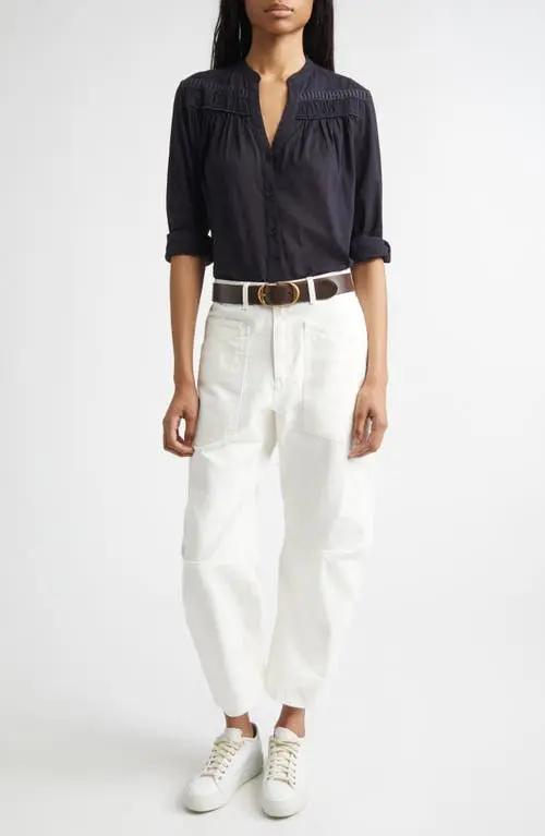 NILI LOTAN Clarys Shirred Yoke Top - Midnight
