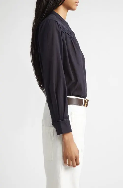 NILI LOTAN Clarys Shirred Yoke Top - Midnight