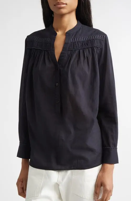 NILI LOTAN Clarys Shirred Yoke Top - Midnight