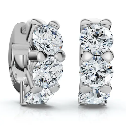 BLISS DIAMOND 3ct Diamond Lab Grown Diamond Huggie Hoop Earrings - Silver