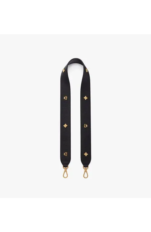 Mcm Pina Shoulder Strap In Studded Calfskin - Black
