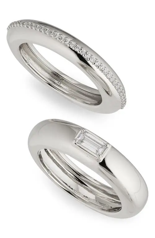 Nadri Entwine Set Of 2 Stacking Rings - Rhodium