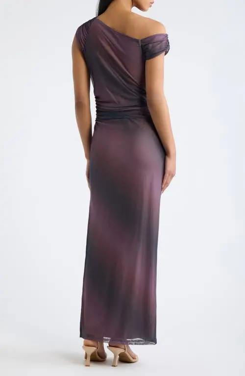 Line & Dot Finley Ruched Mesh Maxi Dress