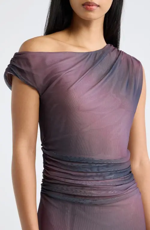 Line & Dot Finley Ruched Mesh Maxi Dress