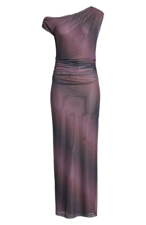 Line & Dot Finley Ruched Mesh Maxi Dress