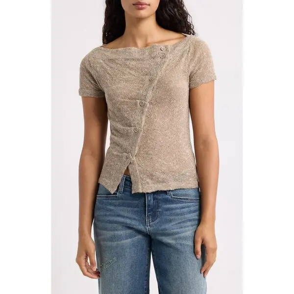 BDG URBAN OUTFITTERS Rue Asymmetrical Button Top - Beige