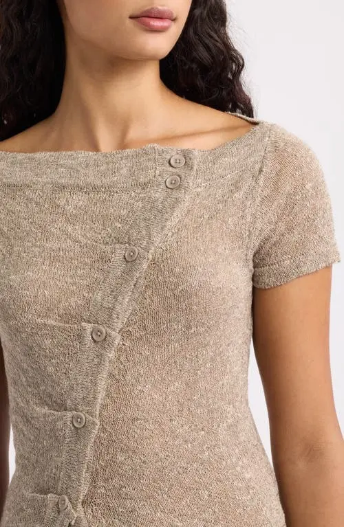 BDG URBAN OUTFITTERS Rue Asymmetrical Button Top - Beige