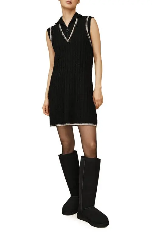 UGG Rylynn Sleeveless Quarter-zip Cable-knit Minidress - Black