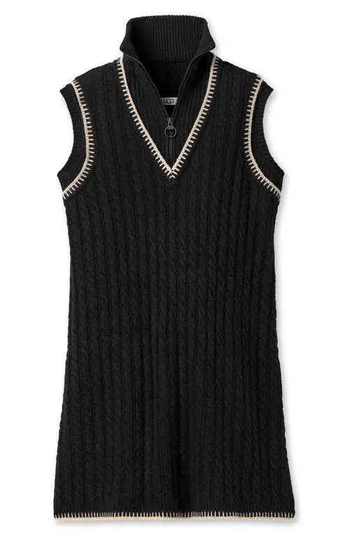 UGG Rylynn Sleeveless Quarter-zip Cable-knit Minidress - Black