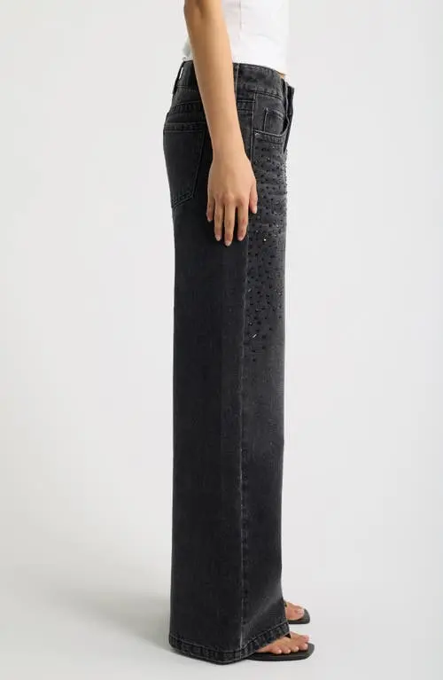 FADE OUT LOUD Studded Low Rise Wide Leg Jeans