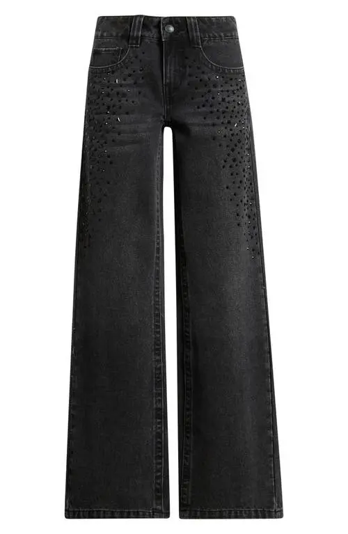 FADE OUT LOUD Studded Low Rise Wide Leg Jeans