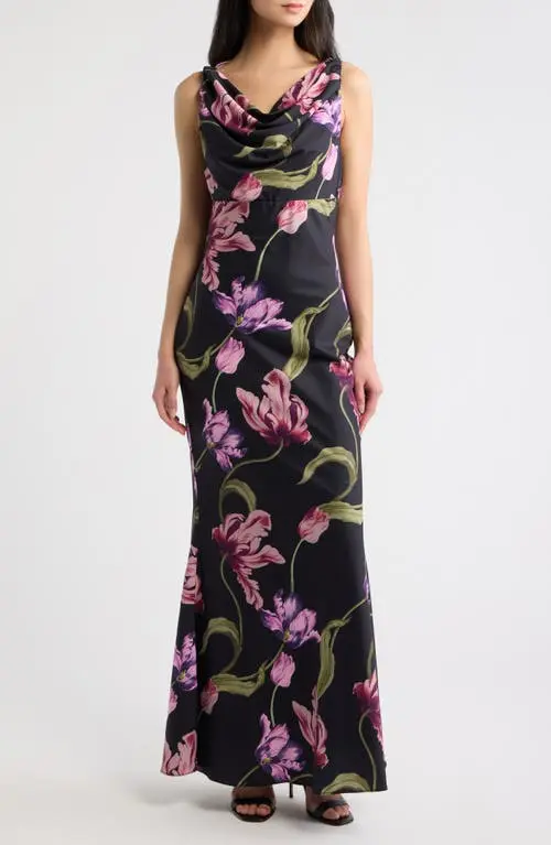 Line & Dot Calluna Floral Print Cowl Neck Maxi Dress