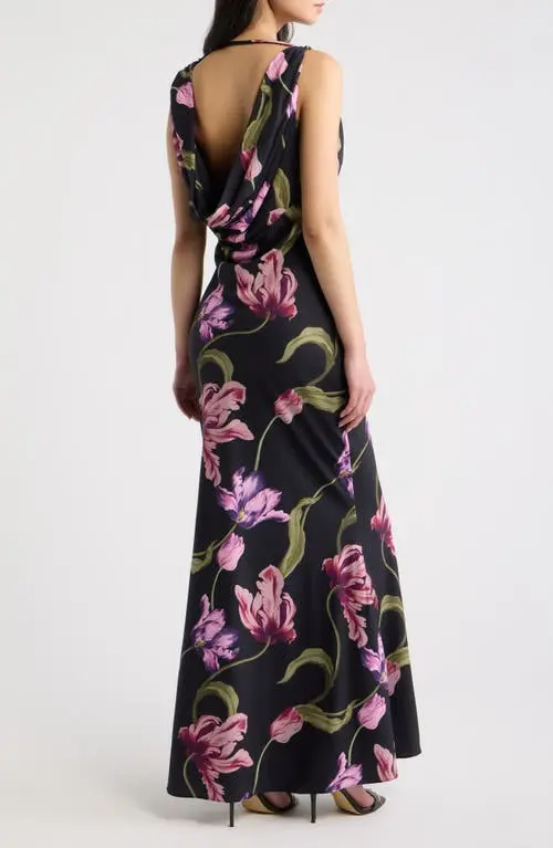 Line & Dot Calluna Floral Print Cowl Neck Maxi Dress