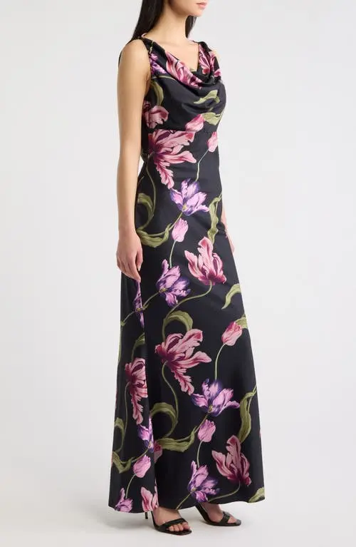 Line & Dot Calluna Floral Print Cowl Neck Maxi Dress