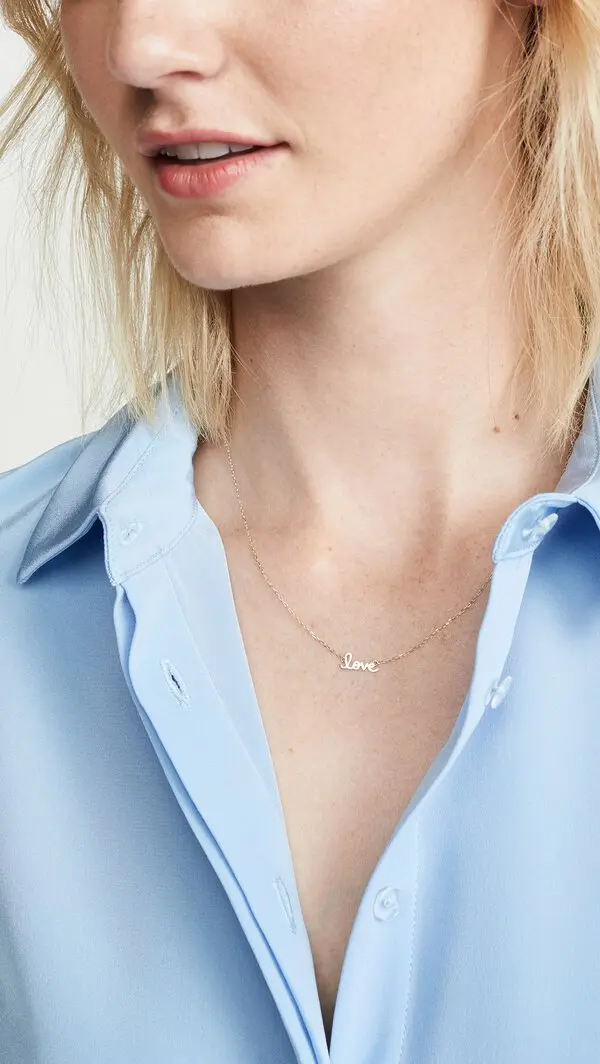 SYDNEY EVAN 14k Gold Love Script Necklace