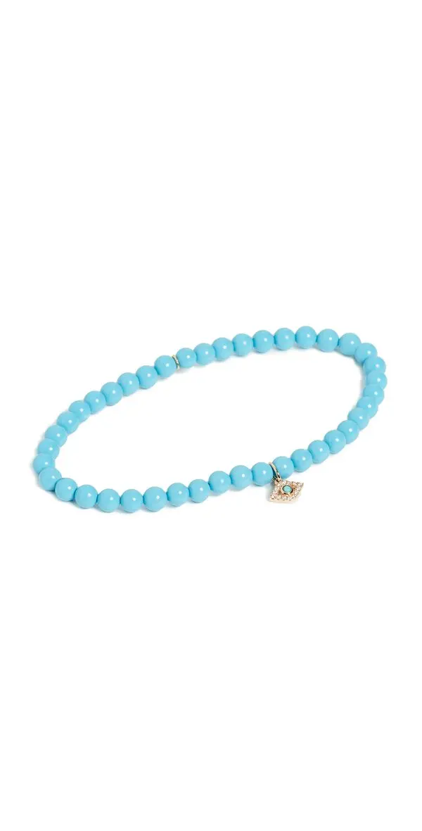 SYDNEY EVAN 14k Gold Beaded Evil Eye Charm Bracelet - Turquoise