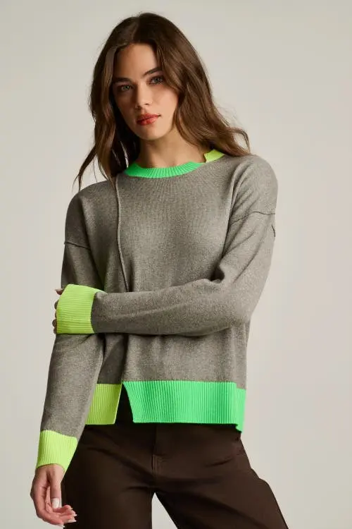 Lisa Todd Bold Block Cotton Cashmere Sweater - Grey Shadow