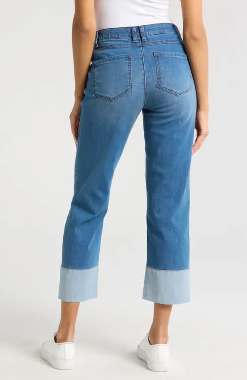 Wit & Wisdom Ab'solution High Waist Cuff Hem Jeans - Mid Blue
