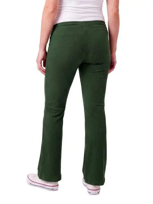 24SEVEN COMFORT APPAREL Maternity Ribbed Knit Lounge Pants With Drawstring Waist - Kiwi