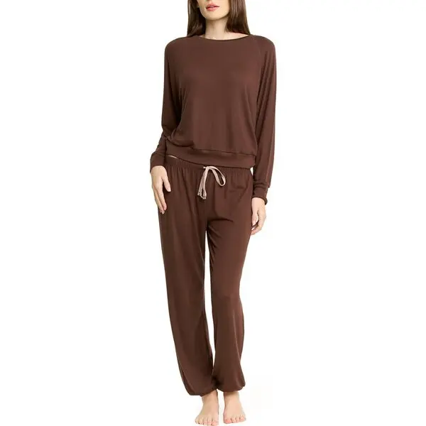 Honeydew Intimates Star Seeker Brushed Jersey Pajamas - Chocolate