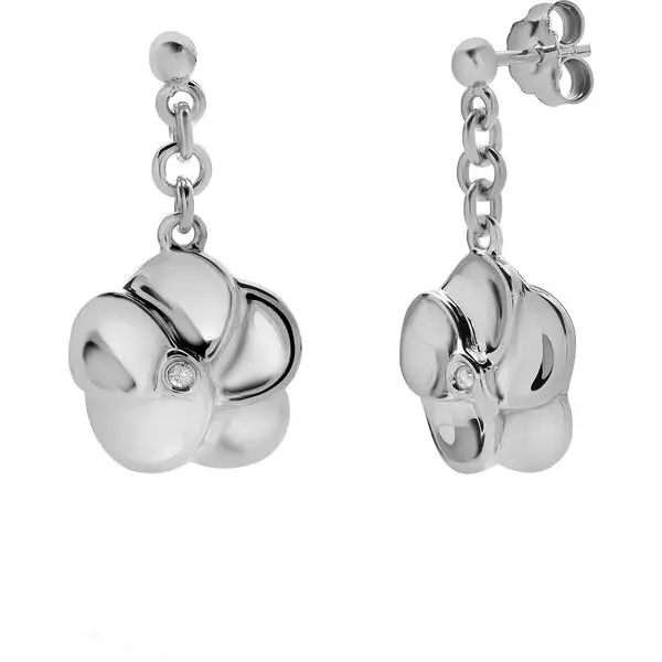 LUVMYJEWELRY Florelle Sterling Silver Diamond Drop Earrings - 925 Sterling Silver