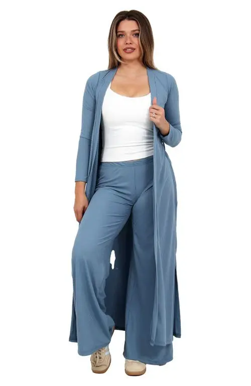 24SEVEN COMFORT APPAREL Ribbed Knit Set - Blue