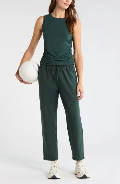 Zella Ruched Performance Tank - Green Timber