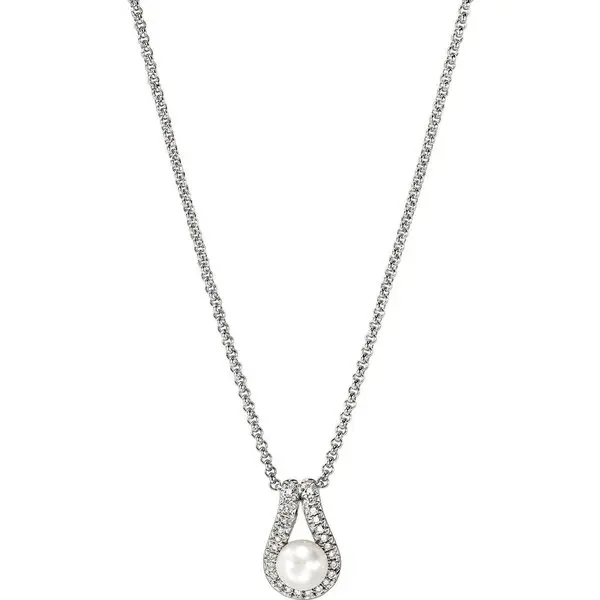 John Hardy Surf Pendant Necklace, Sterling Freshwater Pearl, Diamonds - Silver