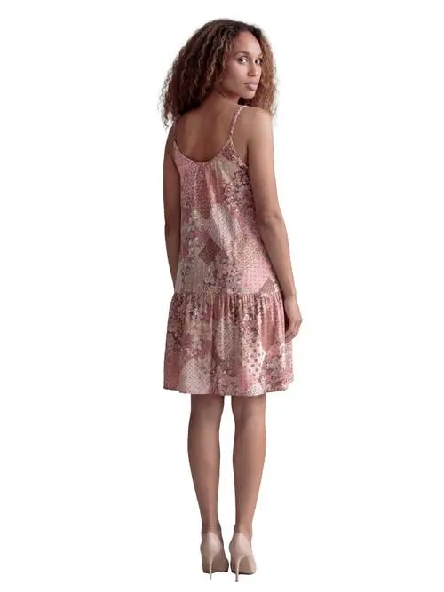 24SEVEN COMFORT APPAREL Maternity Patchwork Print A-line Mini Dress