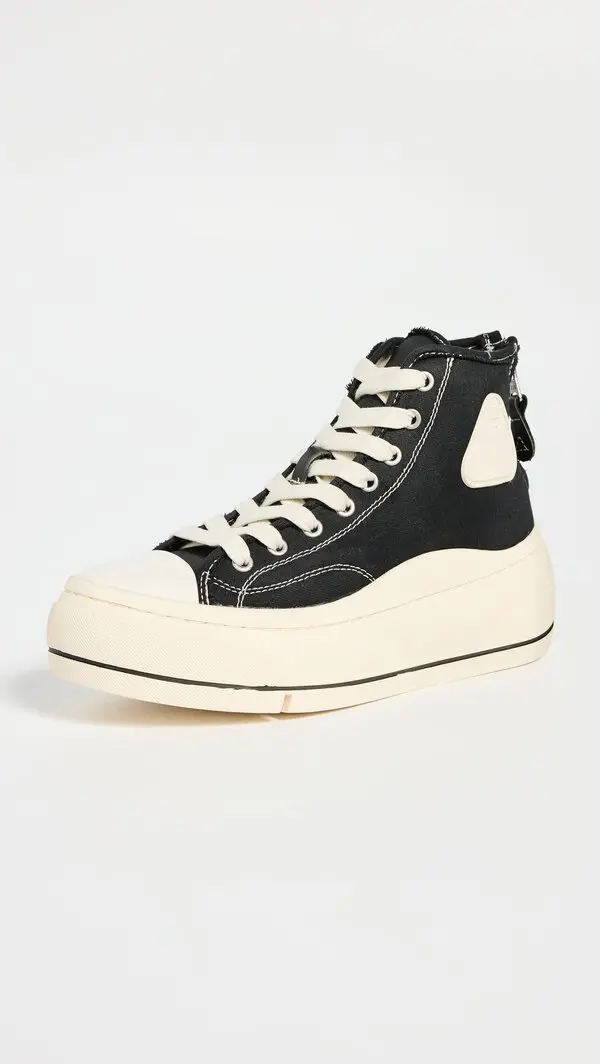 R13 Canvas High Top Platform Sneakers - Black