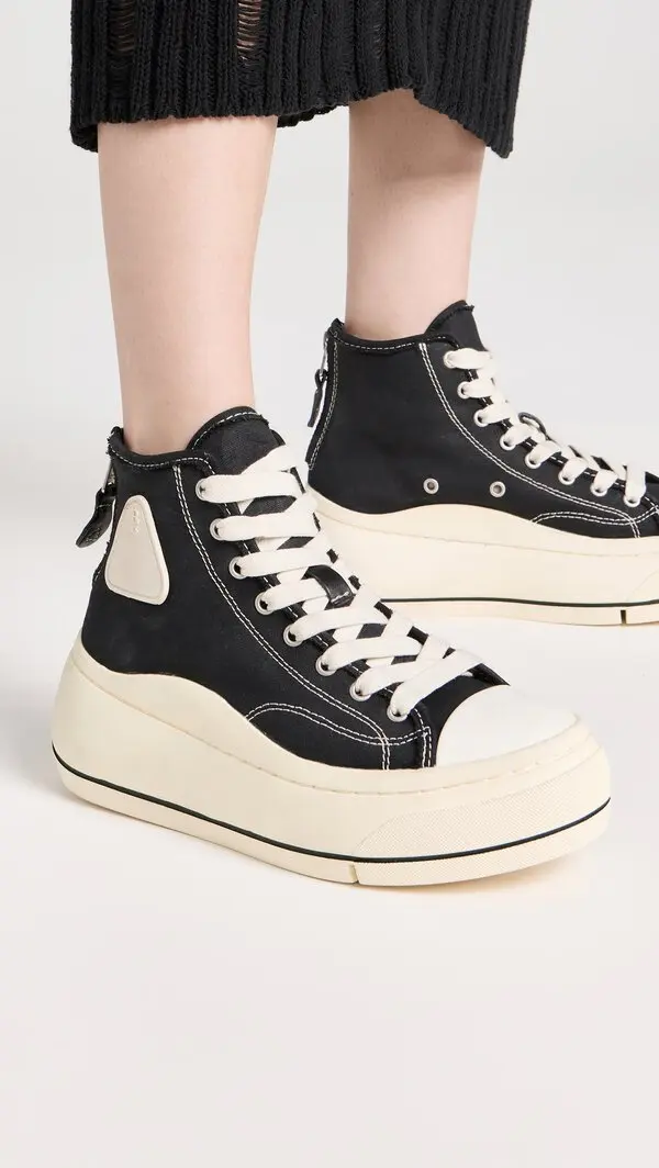 R13 Canvas High Top Platform Sneakers - Black