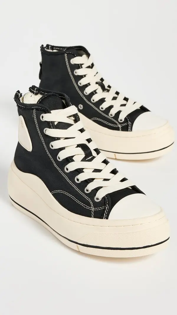 R13 Canvas High Top Platform Sneakers - Black