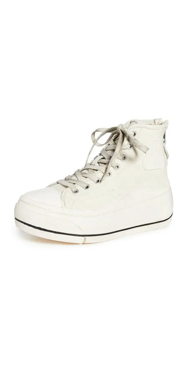 R13 Grey Kurt High-Top Sneakers Ecru Convas Editorialist