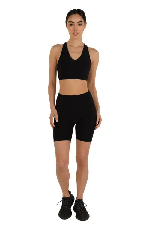 REBODY Hybrid Fleece Biker Shorts - Warm Black