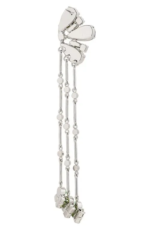 Rabanne Crystal Linear Drop Earrings - Silver/blue Strass