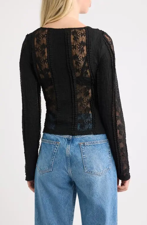 24COLOURS Lace Asymmetric Hem Top