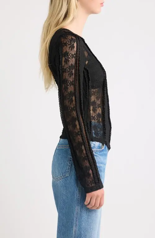 24COLOURS Lace Asymmetric Hem Top