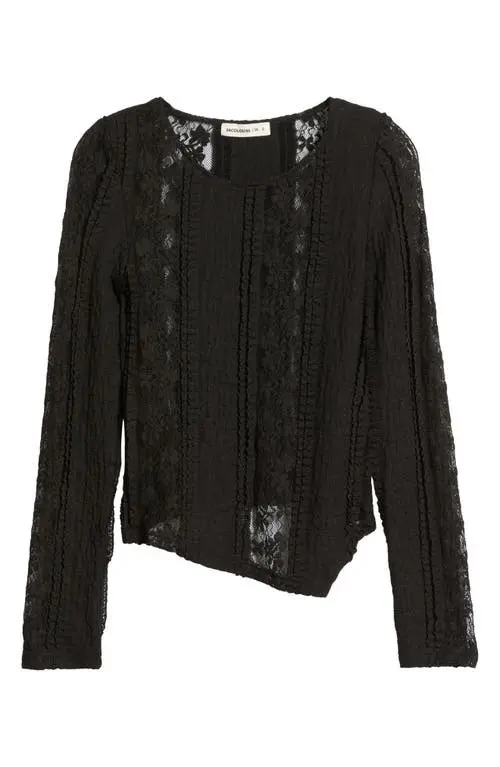 24COLOURS Lace Asymmetric Hem Top