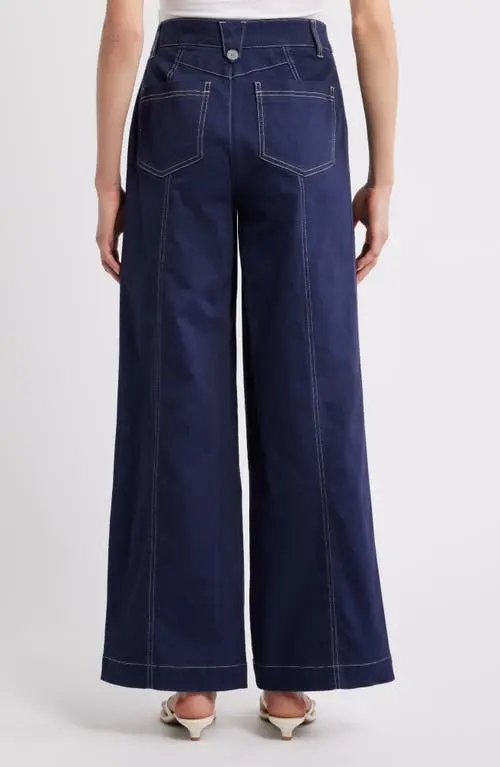 Wit & Wisdom High Waist Wide Leg Pants With Exposed Button Fly - Evening Blue
