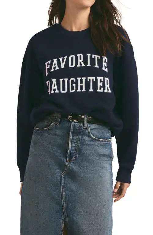 FAVORITE DAUGHTER Collegiate Cotton Blend Sweatshirt - Navy