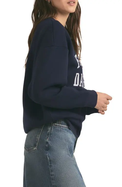 FAVORITE DAUGHTER Collegiate Cotton Blend Sweatshirt - Navy