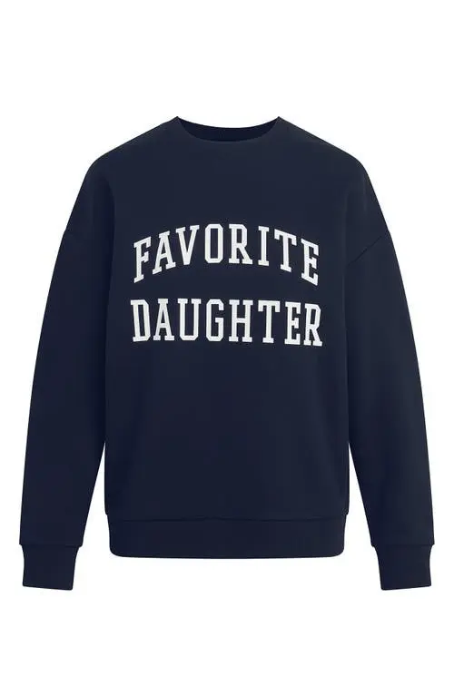FAVORITE DAUGHTER Collegiate Cotton Blend Sweatshirt - Navy