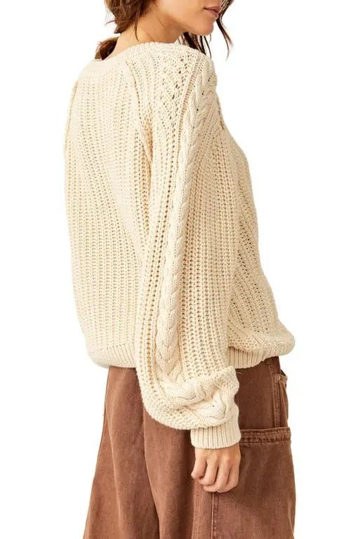 Free People Frankie Cable Cotton Sweater