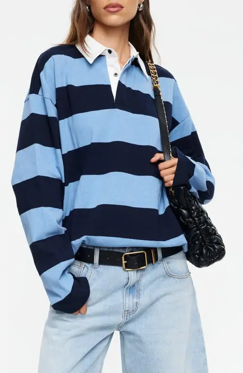Lioness Outbound Oversize Stripe Jersey Long Sleeve T-shirt - Navy