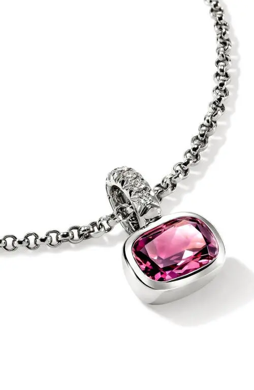 John Hardy Heishi Necklace, Sterling Silver, Rhodolite, Diamonds