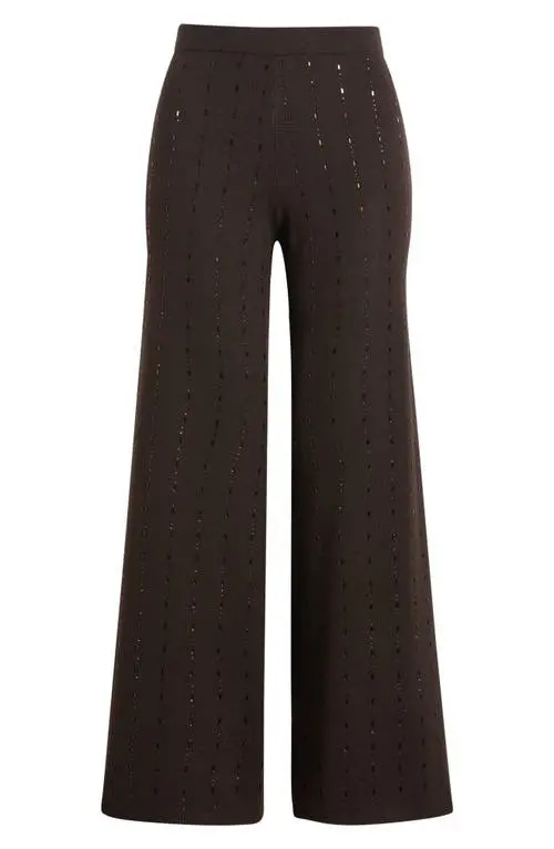 Anne Klein Bead Detail Knit Pants - Deep Mahogany Heather