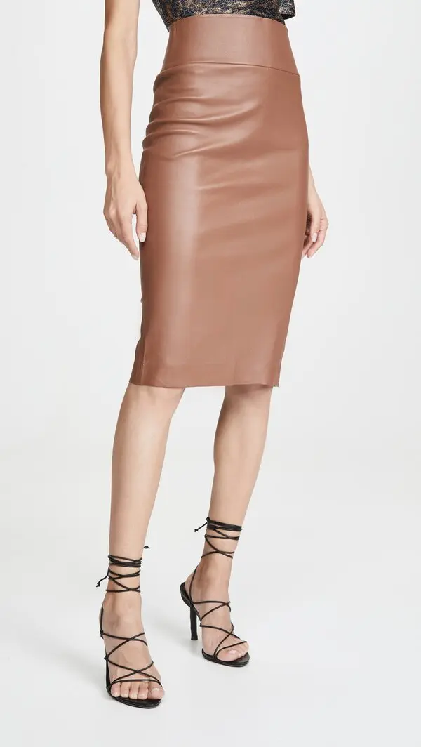 Sprwmn Leather Pencil Knee Length Skirt
