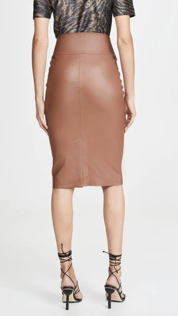 Sprwmn Leather Pencil Knee Length Skirt